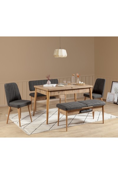 Reysa Mobilya Orjin Banklı Mutfak Masa Takımı Atlantik Antrasit Reysa Mobilya Orjin Banklı Mutfak Masa Takımı Atlantik Antrasit