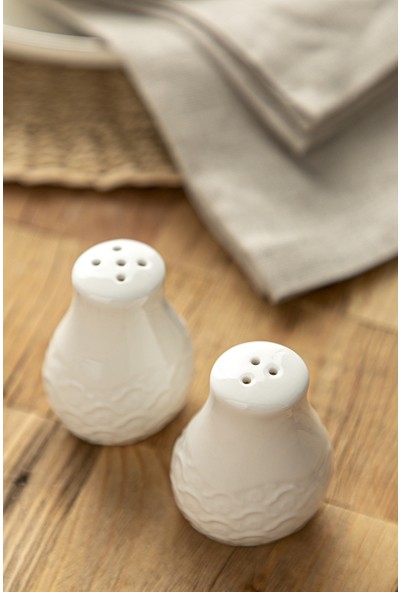 Pallas Porselen Tuzluk - Biberlik 5x4,4x6,8 Cm Beyaz