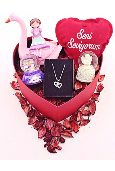 Deco Elit Sevililer Günü Pembe Kuğulu Kız Temalı Büyük Hediye Seti 07