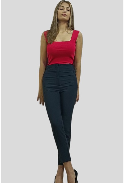 Yüksek Bel Boru Paça Kumaş Pantolon