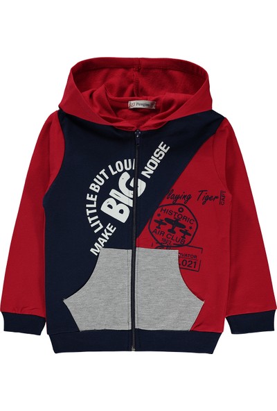 Pengim Erkek Çocuk Kapüşonlu Hırka 6-9 Yaş Kırmızı