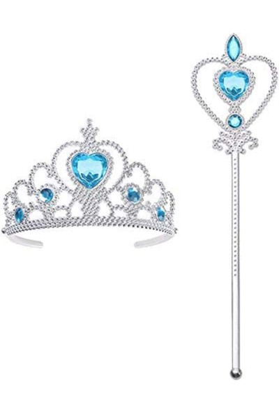 Lilibety Karlar Ülkesi Elsa Mavi Kalpli Taç ve Mavi Asa Seti Çocuk Boy Lilibety Karlar Ülkesi Elsa Mavi Kalpli Taç ve Mavi Asa Seti Çocuk Boy