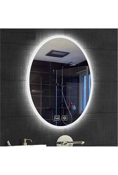Global Led Mirror 80X100 cm Dokunmatik Tuşlu Buğu Yapmayan Ledli Elips Banyo Aynası Global Led Mirror 80X100 cm Dokunmatik Tuşlu Buğu Yapmayan Ledli Elips Banyo Aynası