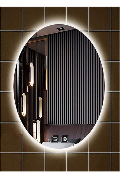 Global Led Mirror 40X60 cm Dokunmatik Tuşlu Buğu Yapmayan Ledli Elips Banyo Aynası Global Led Mirror 40X60 cm Dokunmatik Tuşlu Buğu Yapmayan Ledli Elips Banyo Aynası