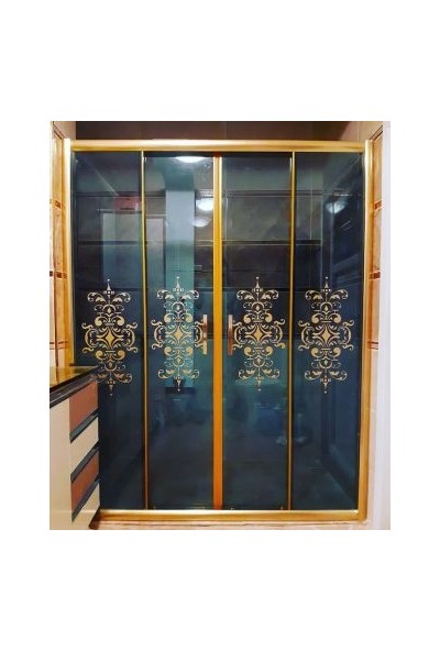 Özel Duş Özelduş 140*190 cm Arası Gold Profil 6 mm Füme Cam...