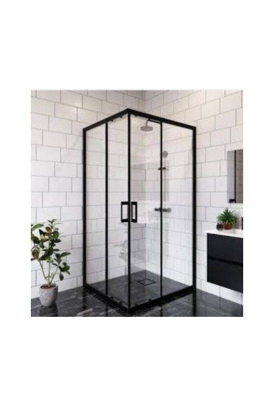 Özelduş 90*90 cm 5mm Siyah Profil Şeffaf Cam