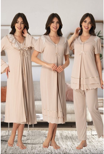 Lohusa Kısa Kol Pijama Gecelik Sabahlık Set Takım Effort 8026 Lohusa Kısa Kol Pijama Gecelik Sabahlık Set Takım Effort 8026