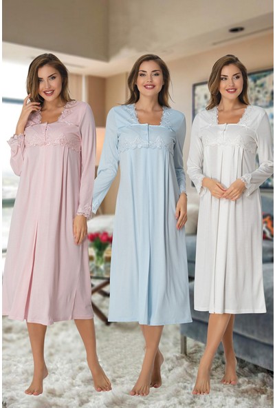 Dantelli Uzun Kol Lohusa Gecelik Effort 7013 Dantelli Uzun Kol Lohusa Gecelik Effort 7013