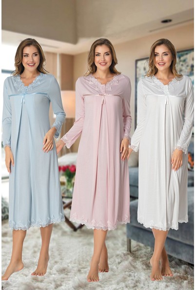 Effort 7033 Uzun Kol Lohusa Tek Gecelik