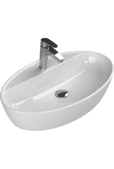 Turkuaz Seramik One 67X42 cm Tezgah Üstü Lavabo Batarya Delikli Turkuaz Seramik One 67X42 cm Tezgah Üstü Lavabo Batarya Delikli