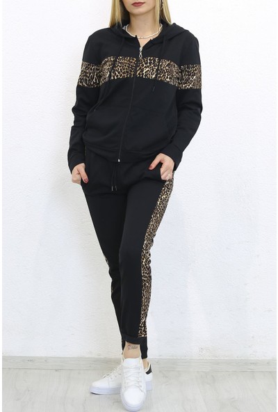 Aygi Garnili Eşofman Takımı Siyahleopar