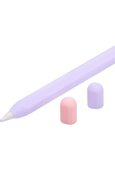 Kyver Apple Pencil 2. Nesil Uyumlu Silikon Koruma Kılıfı Lila