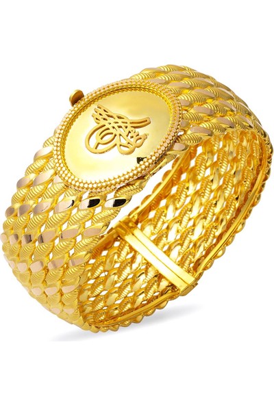 Bilezikci Tuğralı Burma Altın Kelepçe Bilezik