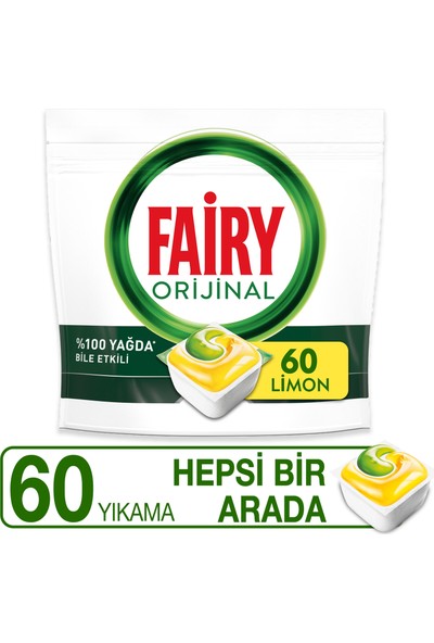 Fairy Hepsi Bir Arada 60 Yıkama Bulaşık Makinesi Deterjanı Tableti / Kapsülü Limon Kokulu Fairy Hepsi Bir Arada 60 Yıkama Bulaşık Makinesi Deterjanı Tableti / Kapsülü Limon Kokulu