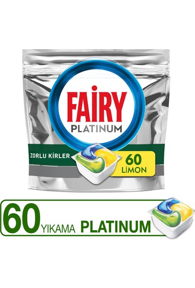 Fairy Platinum Bulaşık Makinesi Deterjanı Tableti / Kapsülü Limon Kokulu 60 Yıkama Fairy Platinum Bulaşık Makinesi Deterjanı Tableti / Kapsülü Limon Kokulu 60 Yıkama