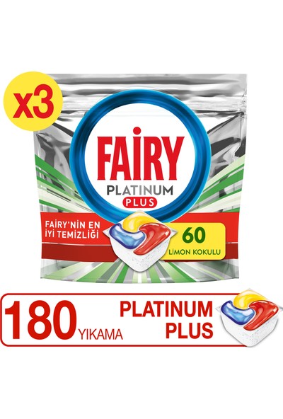 Fairy Platinum Plus Bulaşık Makinesi Deterjanı Tableti / Kapsülü 3 x 60 Yıkama Fairy Platinum Plus Bulaşık Makinesi Deterjanı Tableti / Kapsülü 3 x 60 Yıkama