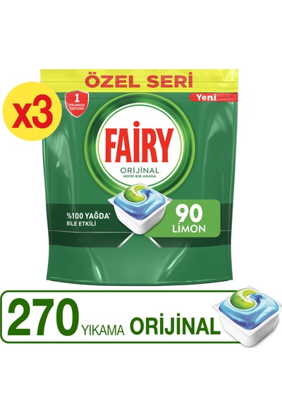 Fairy Özel Seri 270 Yıkama Bulaşık Makinesi Deterjanı Tableti / Kapsülü (90x3) Fairy Özel Seri 270 Yıkama Bulaşık Makinesi Deterjanı Tableti / Kapsülü (90x3)