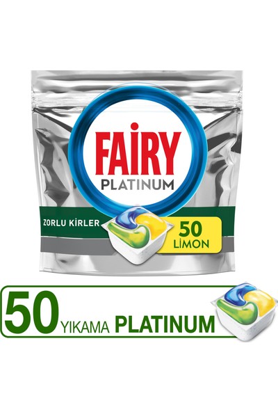 Fairy Platinum Bulaşık Makinesi Deterjanı Tableti / Kapsülü Limon Kokulu 50 Yıkama Fairy Platinum Bulaşık Makinesi Deterjanı Tableti / Kapsülü Limon Kokulu 50 Yıkama
