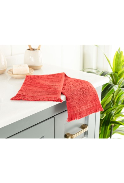 Madame Coco Aline Jakarlı El Havlusu - Kiremit - 30 x 45 cm