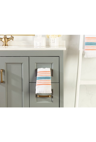 Madame Coco Annecy El Havlusu - Beyaz / Turuncu - 30 x 45 cm