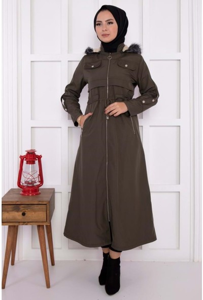 Moda Mihram Cebi Fermuarlı Mont Haki