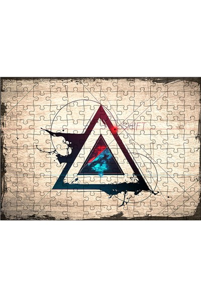 Tablomega Ahşap Mdf Puzzle Yapboz Gometrik Üçgen Tasarım 120 Parça 25*35 cm