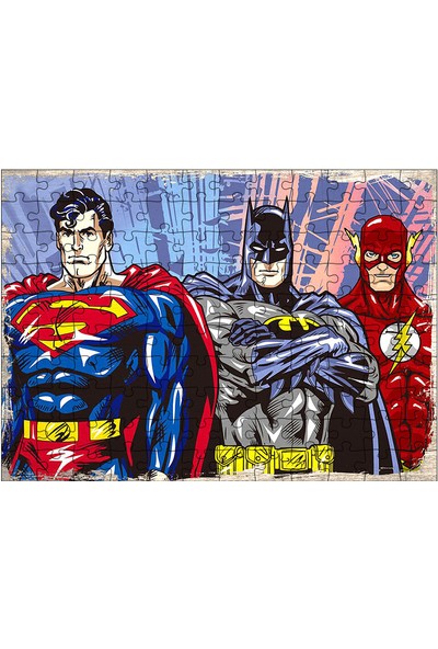 Tablomega Ahşap Mdf Puzzle Yapboz Superman Batman ve Flash 120 Parça 25*35 cm