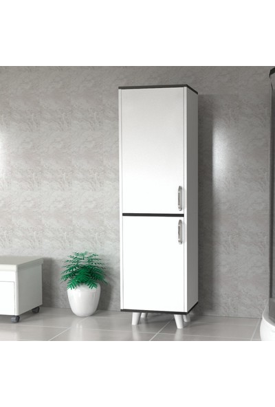 Yaman Antrasit Beyaz Banyo Boy Dolap