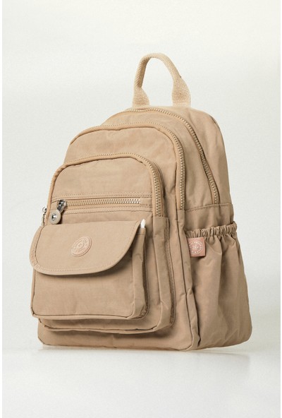 Mega Krinkıl Kumaş Sırt Çantası Açık Vizon Renkli YUDE-255 Mega Krinkıl Kumaş Sırt Çantası Açık Vizon Renkli YUDE-255