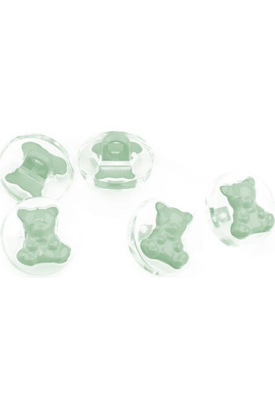 İtalyan Bebe Ayıcık Figürlü 5 Li Düğme Yeşil