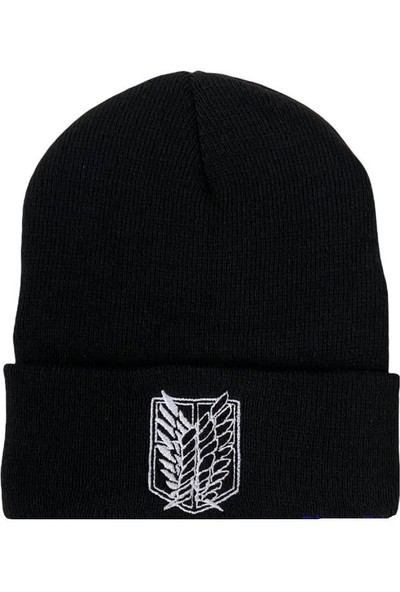 Attack On Titan Nakışlı Siyah Bere