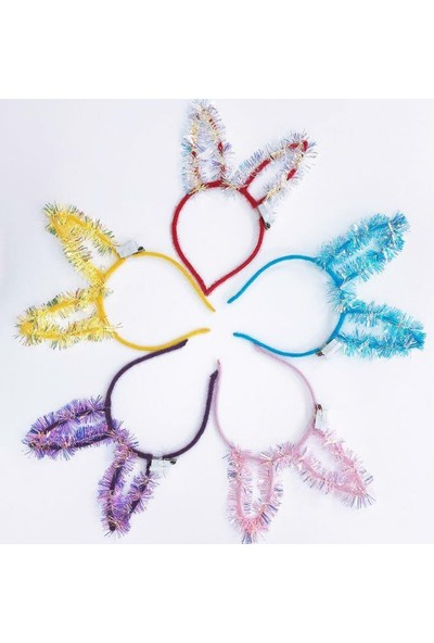 Lilibety LED Işıklı Püsküllü Mavi Renk Yanar Söner Tavşan Tacı