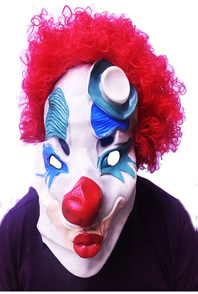 Lilibeaty Kırmızı Renk Afro Bonus Peruklu Palyaço Lateks Et Maske Lilibeaty Kırmızı Renk Afro Bonus Peruklu Palyaço Lateks Et Maske
