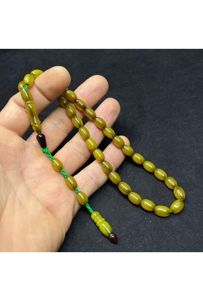 İzmur Tesbih Çubuk Malzeme Sistemli Beyzi Model 7-10MM Ateş Sıkma Kehribar Tesbih