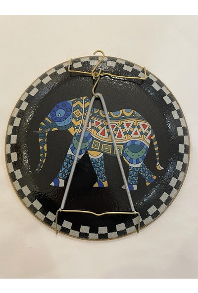Belisama Talisman 20CM Çapında Fil Desenli Cam Duvar Tabağı HD453