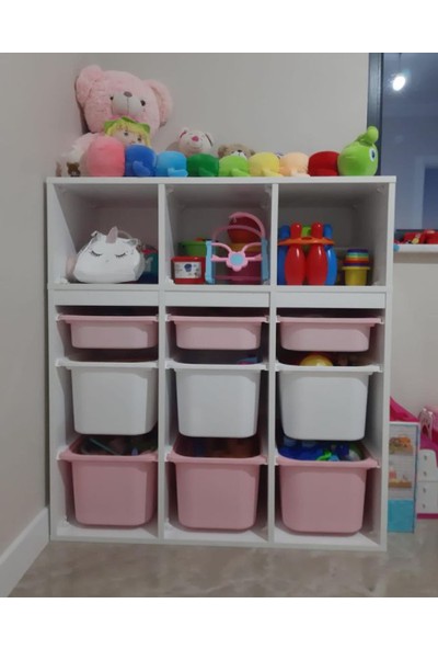 Oyuncak Dolabım Kitaplıklı Oyuncak Dolabı Yağmur Mdf