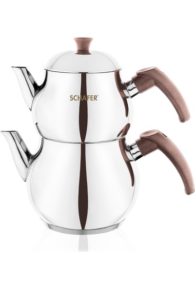 Schafer Teepot Çelik Çaydanlık Tkm.-3 Prç.-Rose