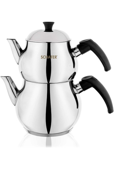 Schafer Teepot Çelik Çaydanlık Tkm.-3 Prç.-Siyah
