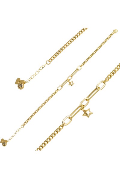 Bilezikci Aşk Yıldızlı Zincir Altın Bileklik