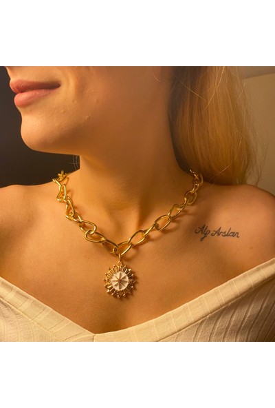 Cheers Accessories Beyaz Pusula Detay Kolye Cheers Accessories Beyaz Pusula Detay Kolye