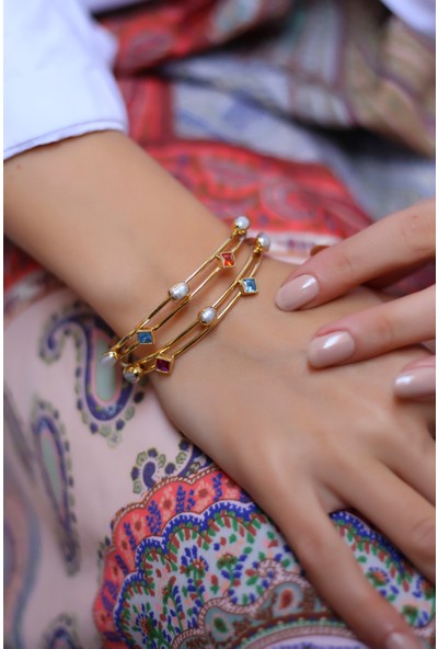 Molly Ayarlanabilir Inci ve Zirkon Doğaltaşlı Bilezik