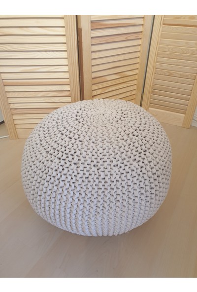 Örgü Puf /yuvarlak/krem/large Örgü Puf /yuvarlak/krem/large