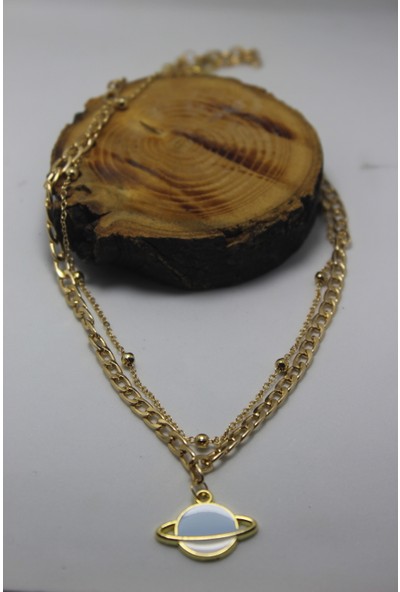 Işıltı Beyaz Uzay Figürlü Kolye