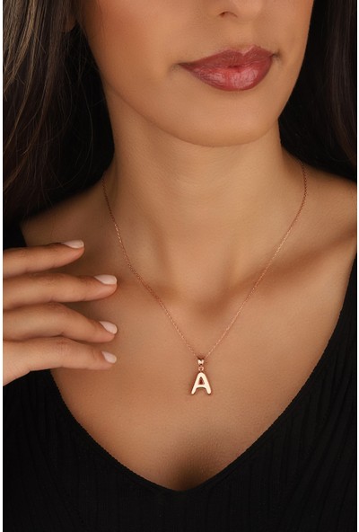 Lia Berto Bombeli A Harf 925 Ayar Gümüş Kolye