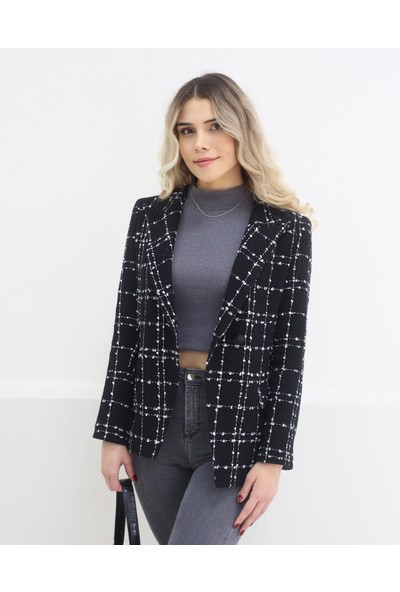 Faselle Kadın Tüvit Siyah Blazer Ceket