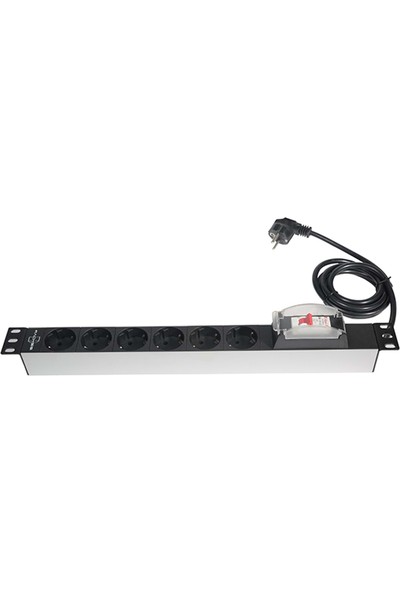 Racksis 6lı Pdu Grup Priz (2m Kablo)1u(Yatay)
