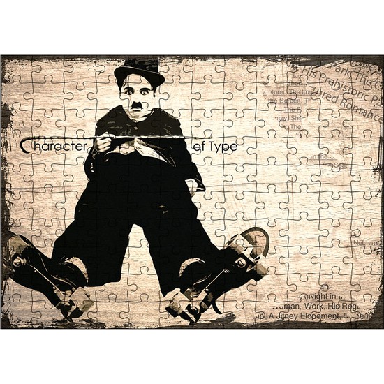 Tablomega Ahşap Mdf Puzzle Yapboz Kaykay ve Charlie Chaplin Fiyatı