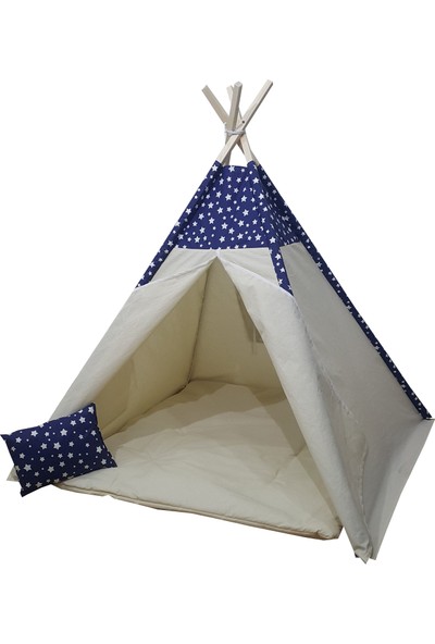 Janbebe Ahşap Doğal Ağaç Pamuk Çocuk Oyun Çadırı Çadır Oyun Evi Büyük Boy