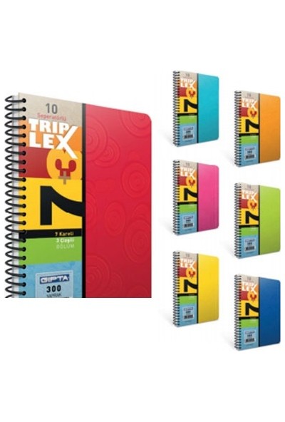 Gıpta Trıplex 7+3 - 300 Yaprak Bölmeli Defter A4 Sp Pp Kapak