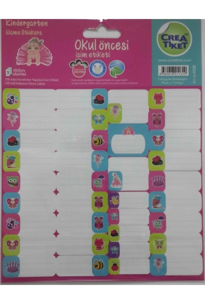 Crea Tıcket Okul Öncesi İsim Etiketi Pembe - 1131 Crea Tıcket Okul Öncesi İsim Etiketi Pembe - 1131
